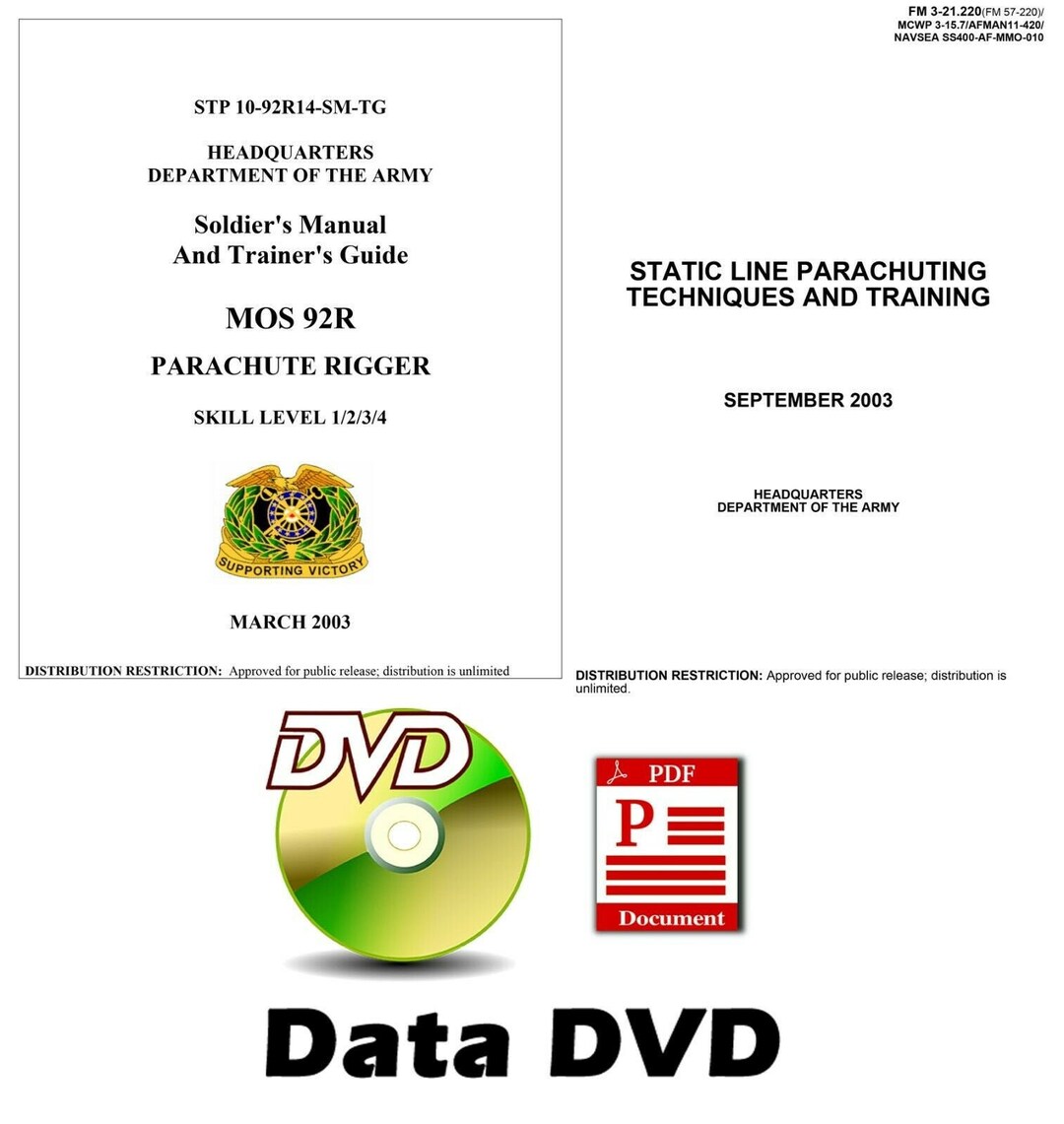 Parachute Rigger Soldier's Manual & Training Guide Mos 92r Static Line ...