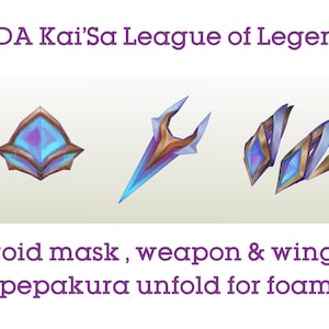K/DA Kai'sa League of Legends Void Mask , Weapon & Wings Pepakura ...