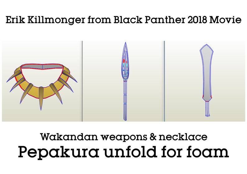 Erik Killmonger Wakandan Weapons & Necklace Black Panther 2018 Movie ...