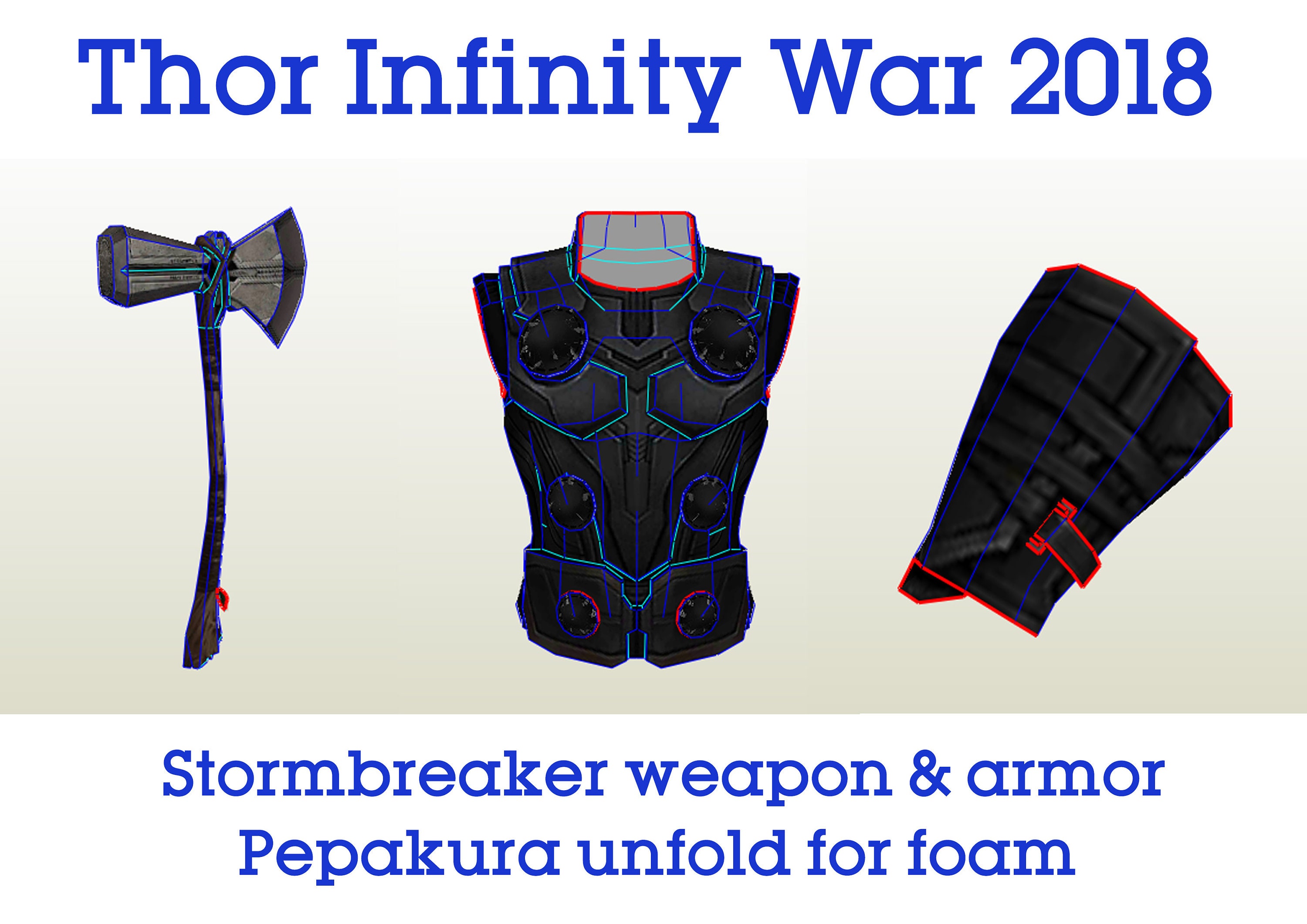 Thor Stormbreaker Weapon & Armor Infinity War 2018 Movie Pepakura ...