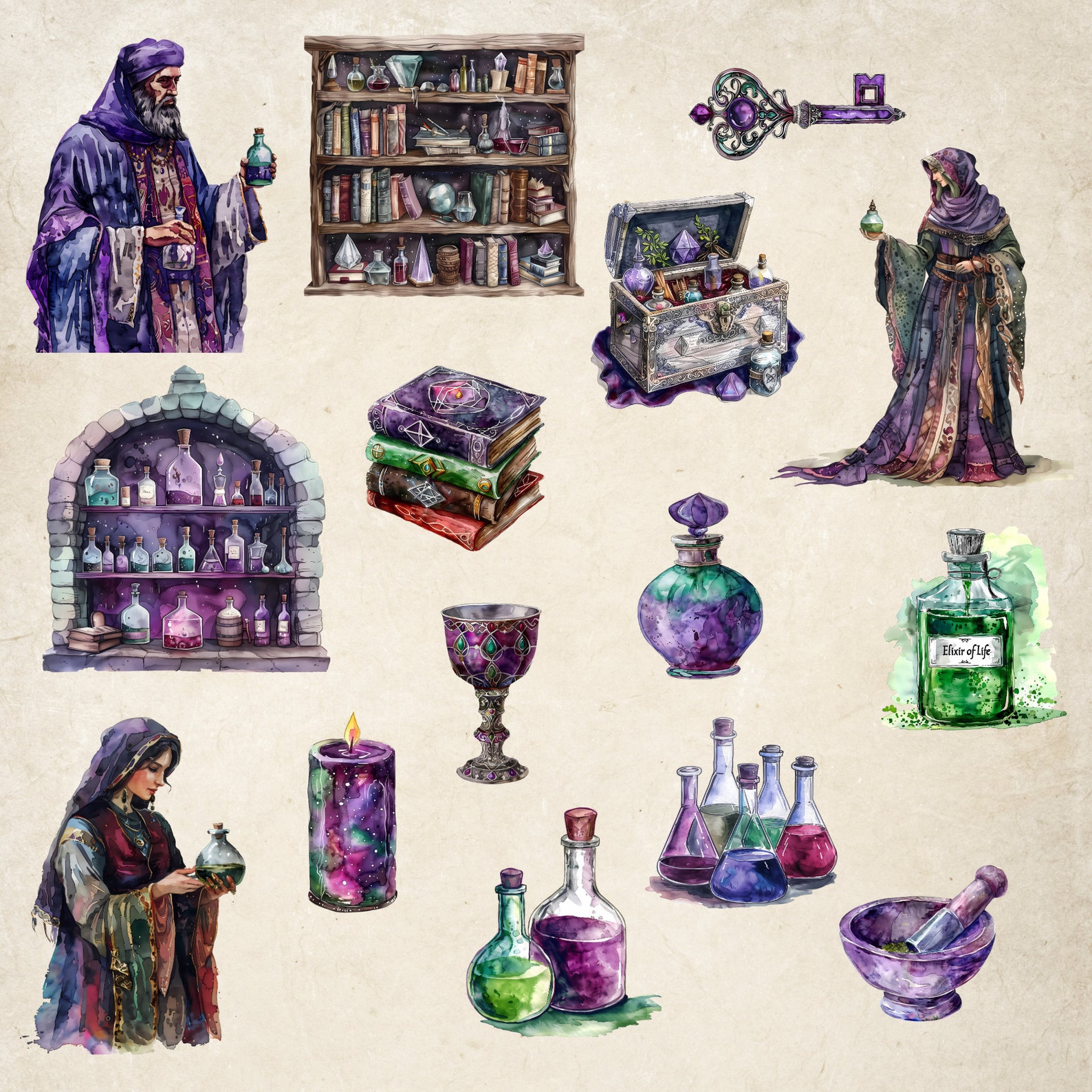 Alchemy Clipart Transparent PNG Apothecary Mystical Magical Digital ...