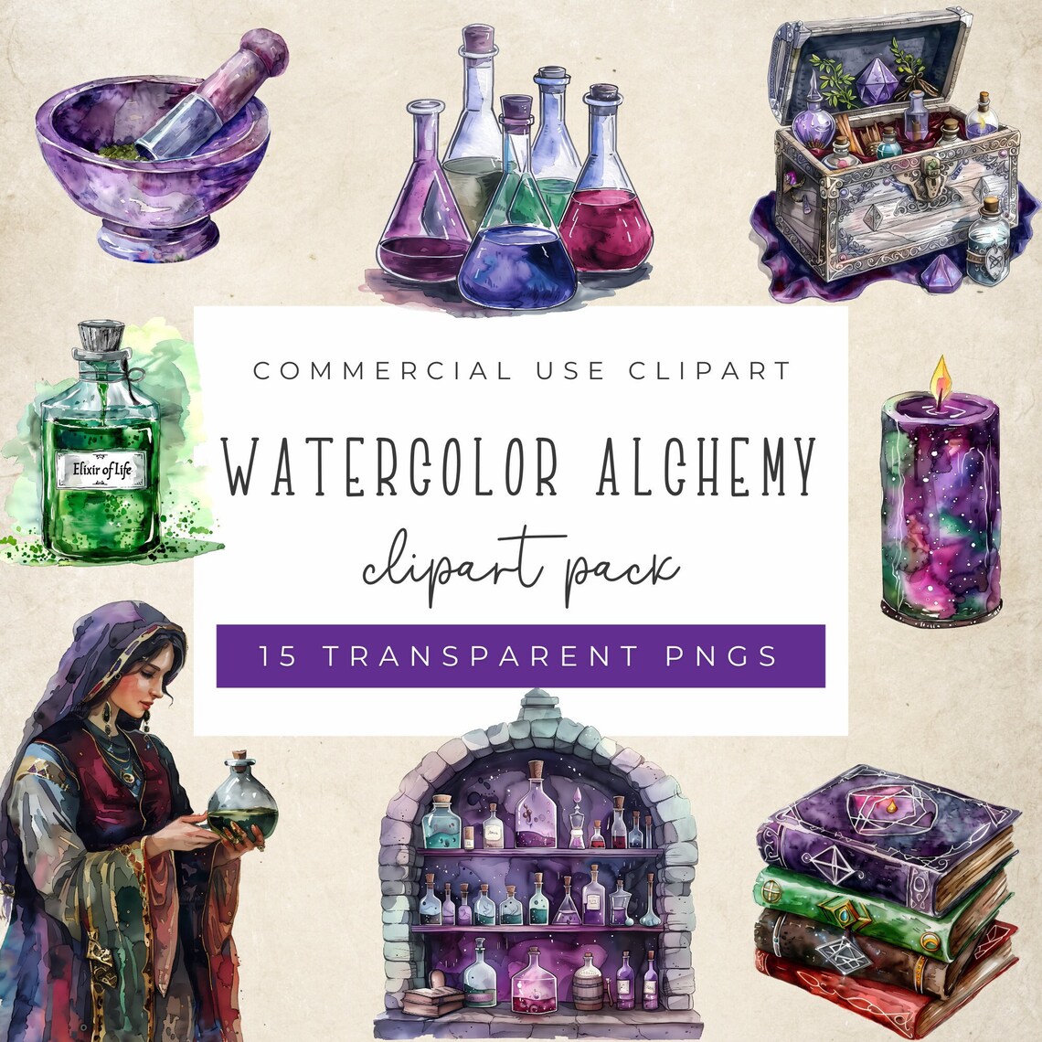 Alchemy Clipart Transparent PNG Apothecary Mystical Magical Digital ...