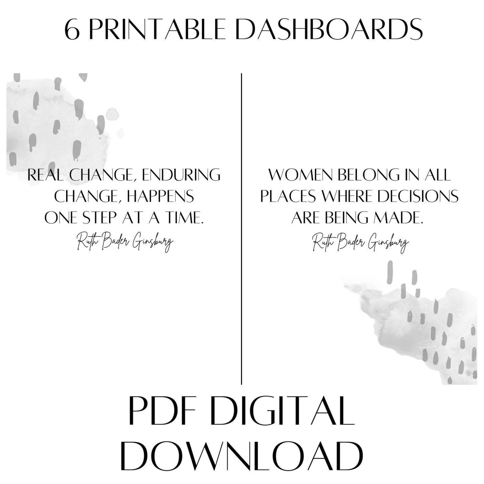 6 RBG Quote Dashboards (printable) | A5 Size - Etsy