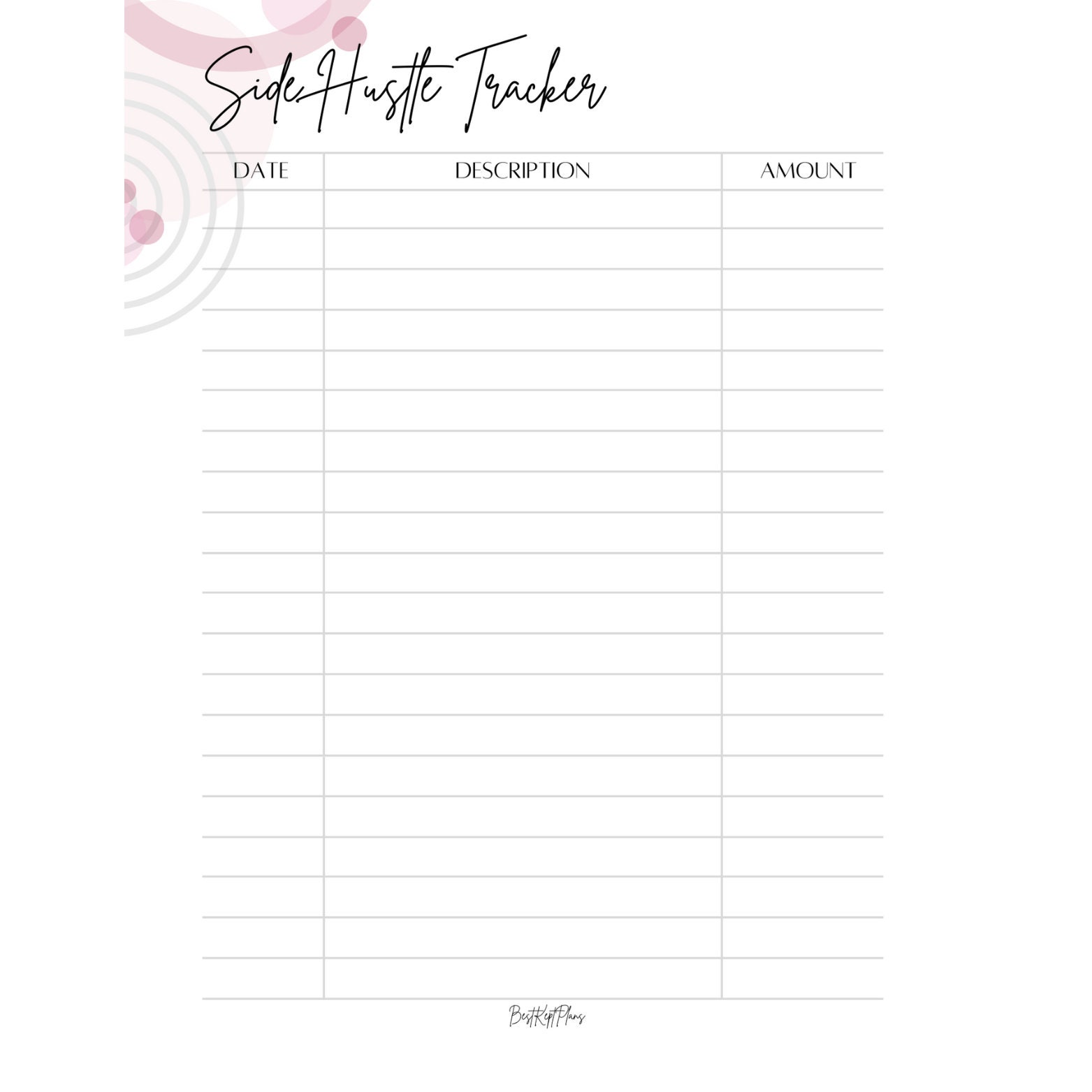 Side Hustle Tracker (printable) - Etsy