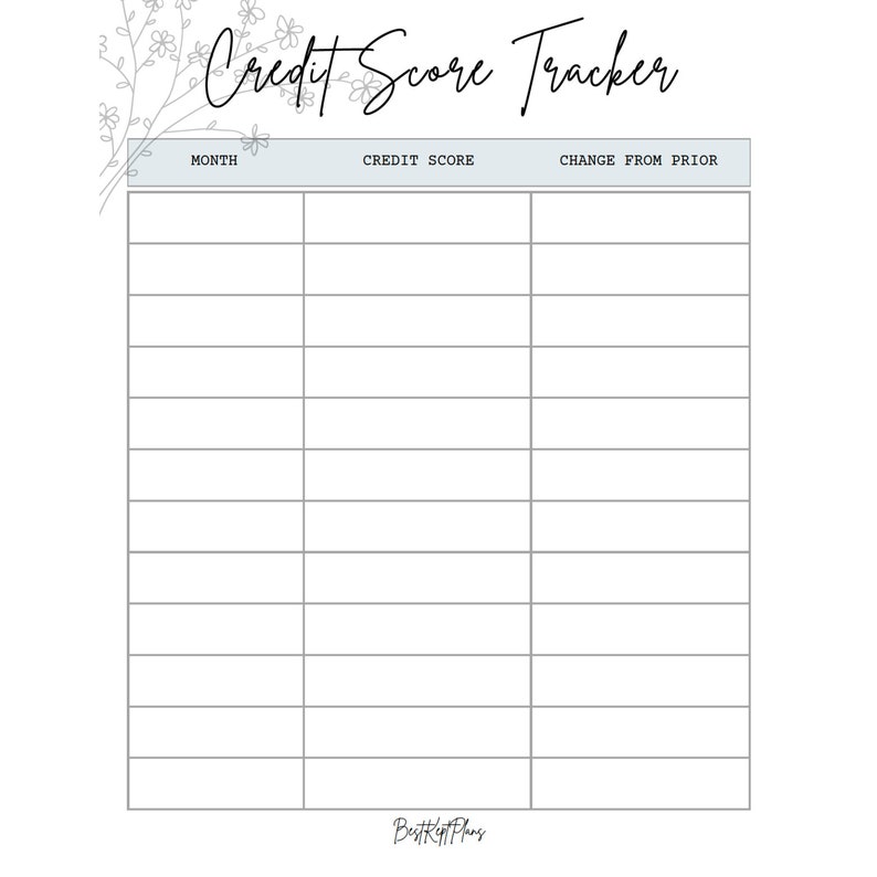 Credit Score Tracker (printable) - Etsy