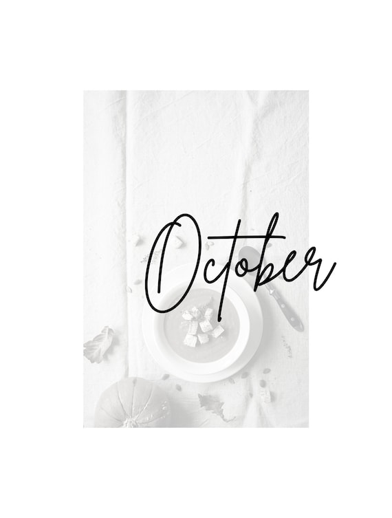 October Food Dashboard printable Personal Size | Etsy