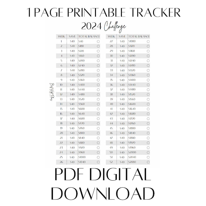 2024 Challenge Tracker (printable) - Etsy