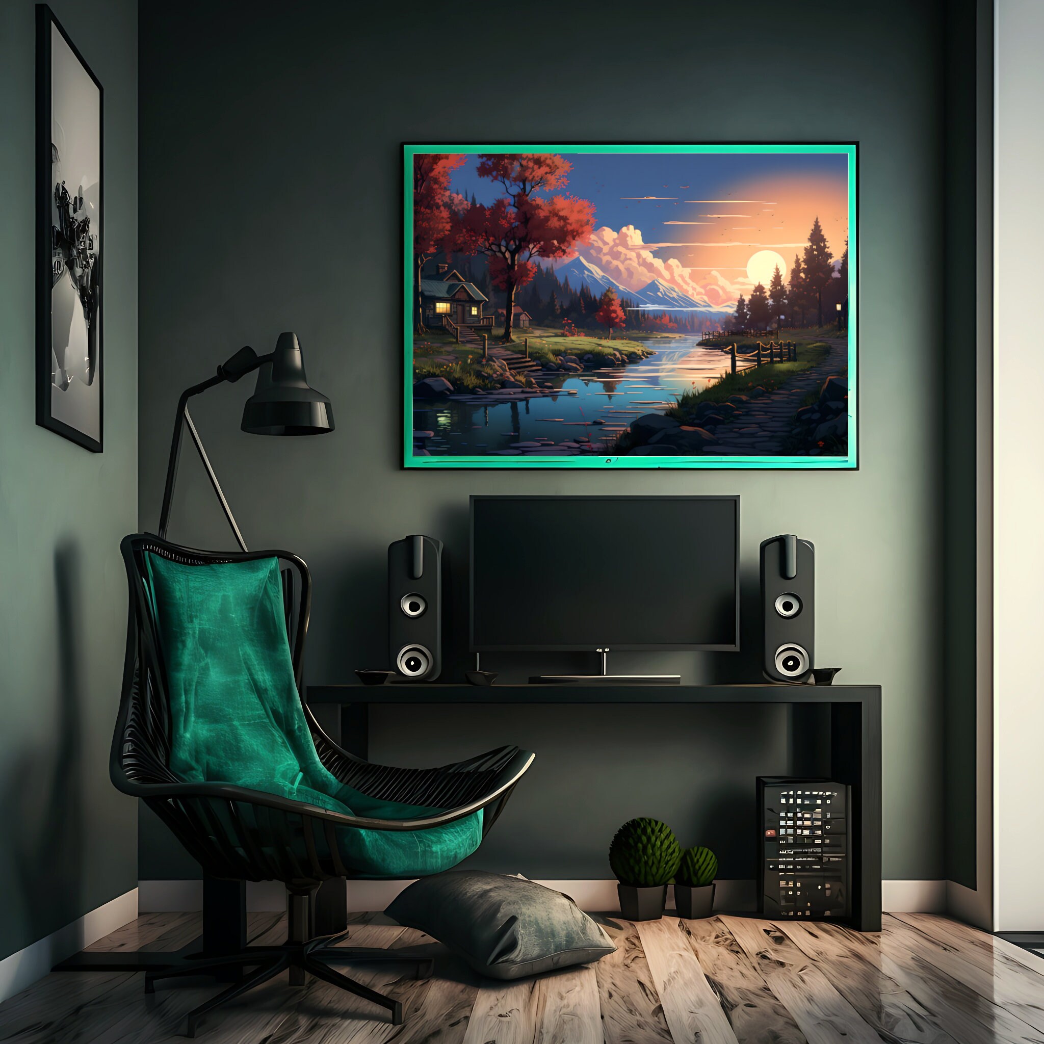 Pixel Art Poster Lofi Lake Art Print Lofi Aesthetic Gamer Room Wall ...