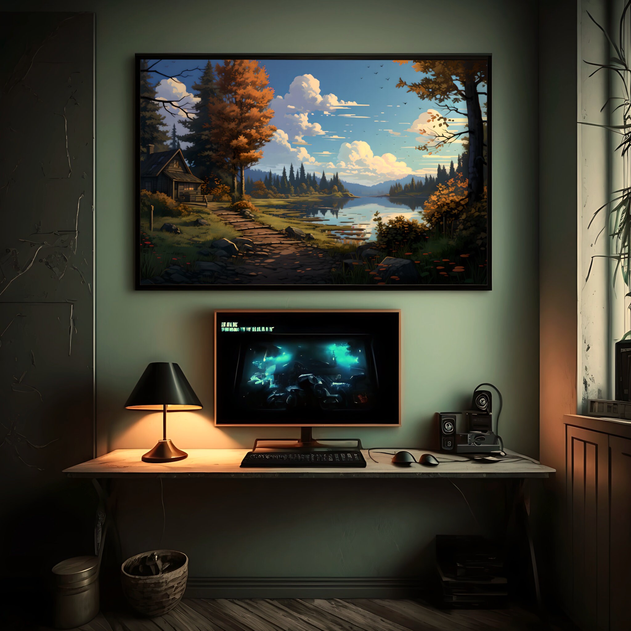 Pixel Art Poster Lofi Lake Art Print Lofi Art Cozy Gaming Room Art ...