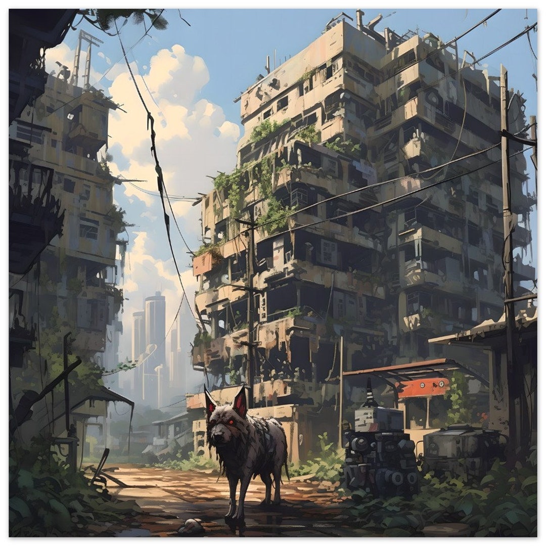 Dystopian Landscape Art, Overgrown, Dystopian Art, Wall Art, Modern Art ...