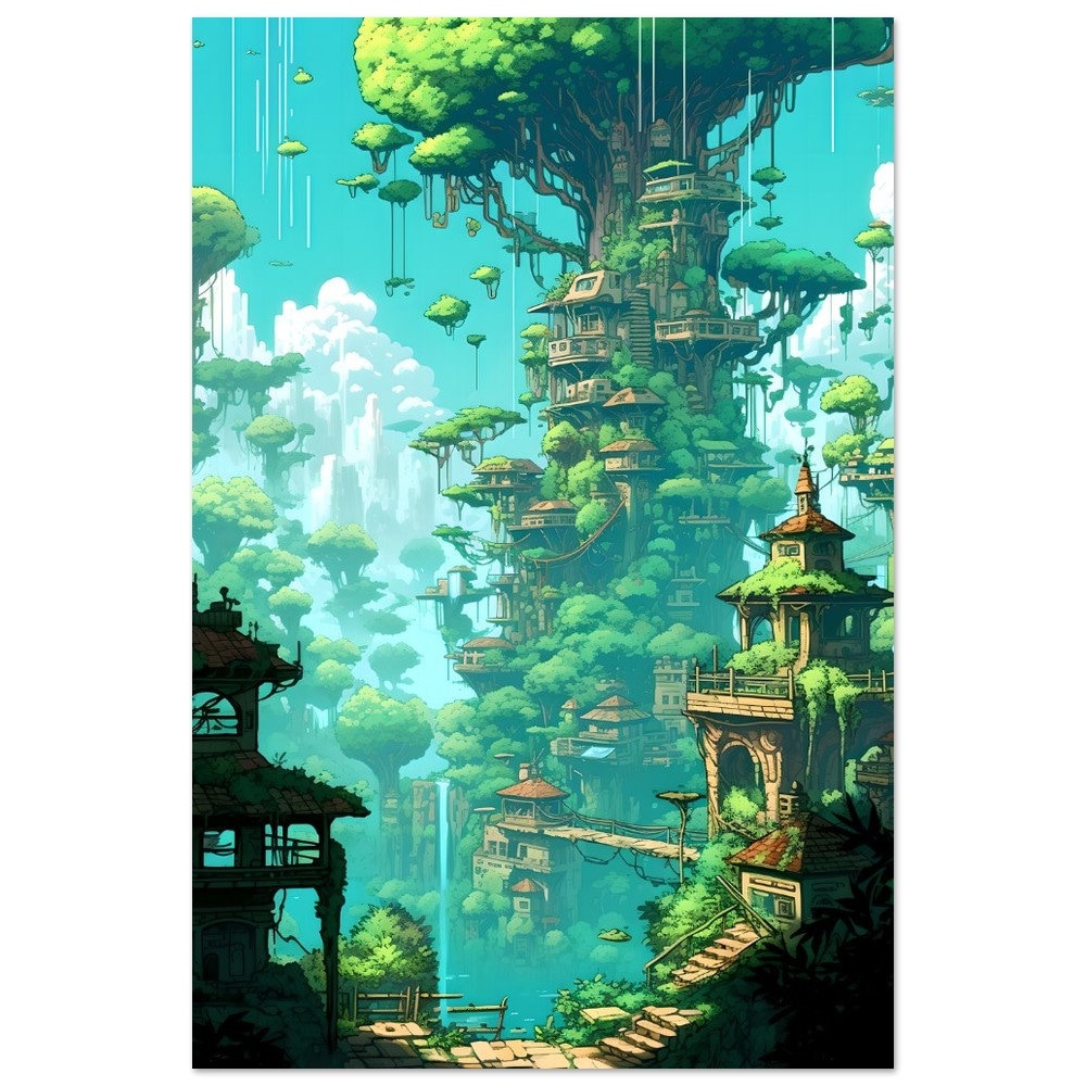 Pixel Art Poster, Growth, Solarpunk Collection, 8-bit, Nostalgic Wall ...