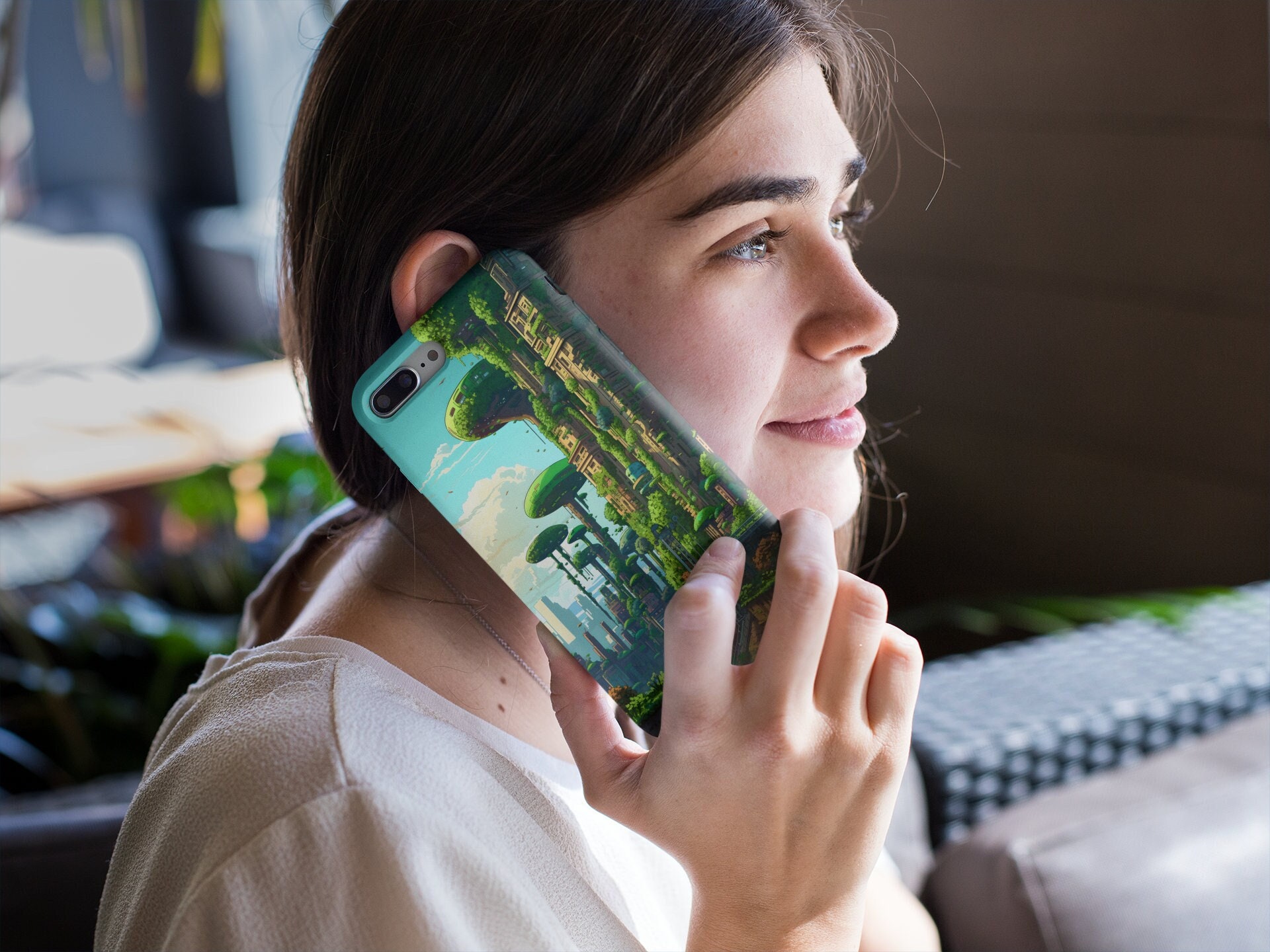 8-bit Pixel Art Solarpunk Phone Case, Tree House, Artsy Video Game ...