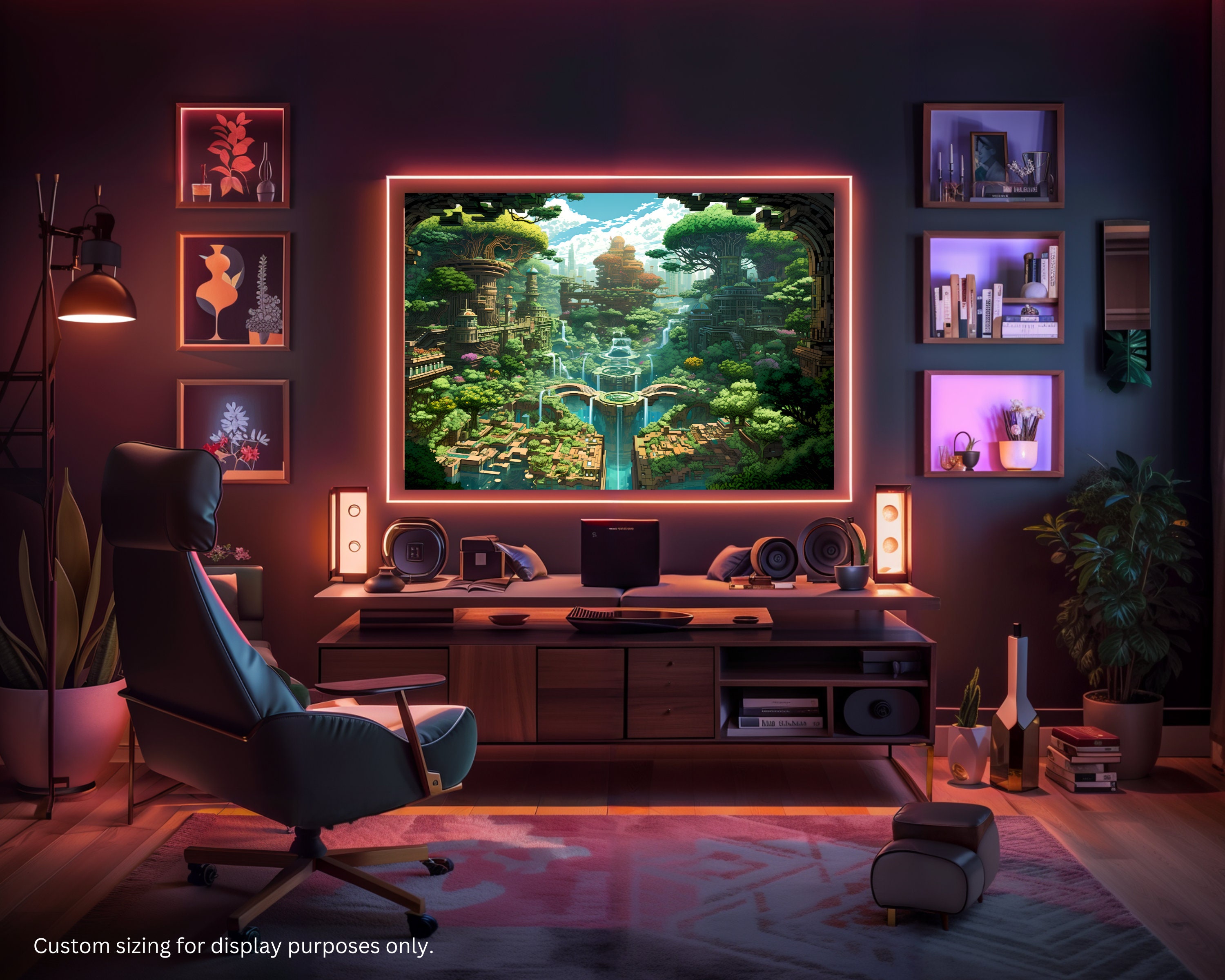 8 Bit Pixel Art Poster Gamer Room Wall Retro Futurism Poster Solarpunk ...