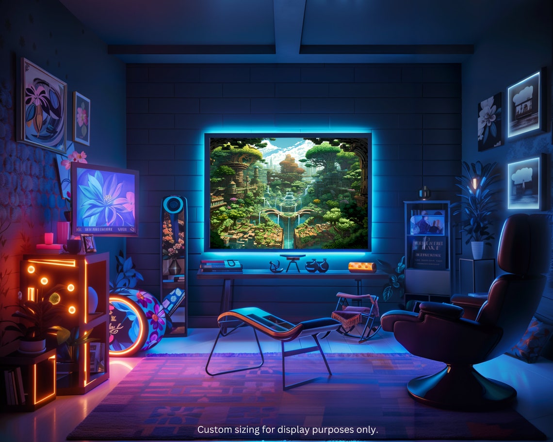 8 Bit Pixel Art Poster Gamer Room Wall Retro Futurism Poster Solarpunk ...