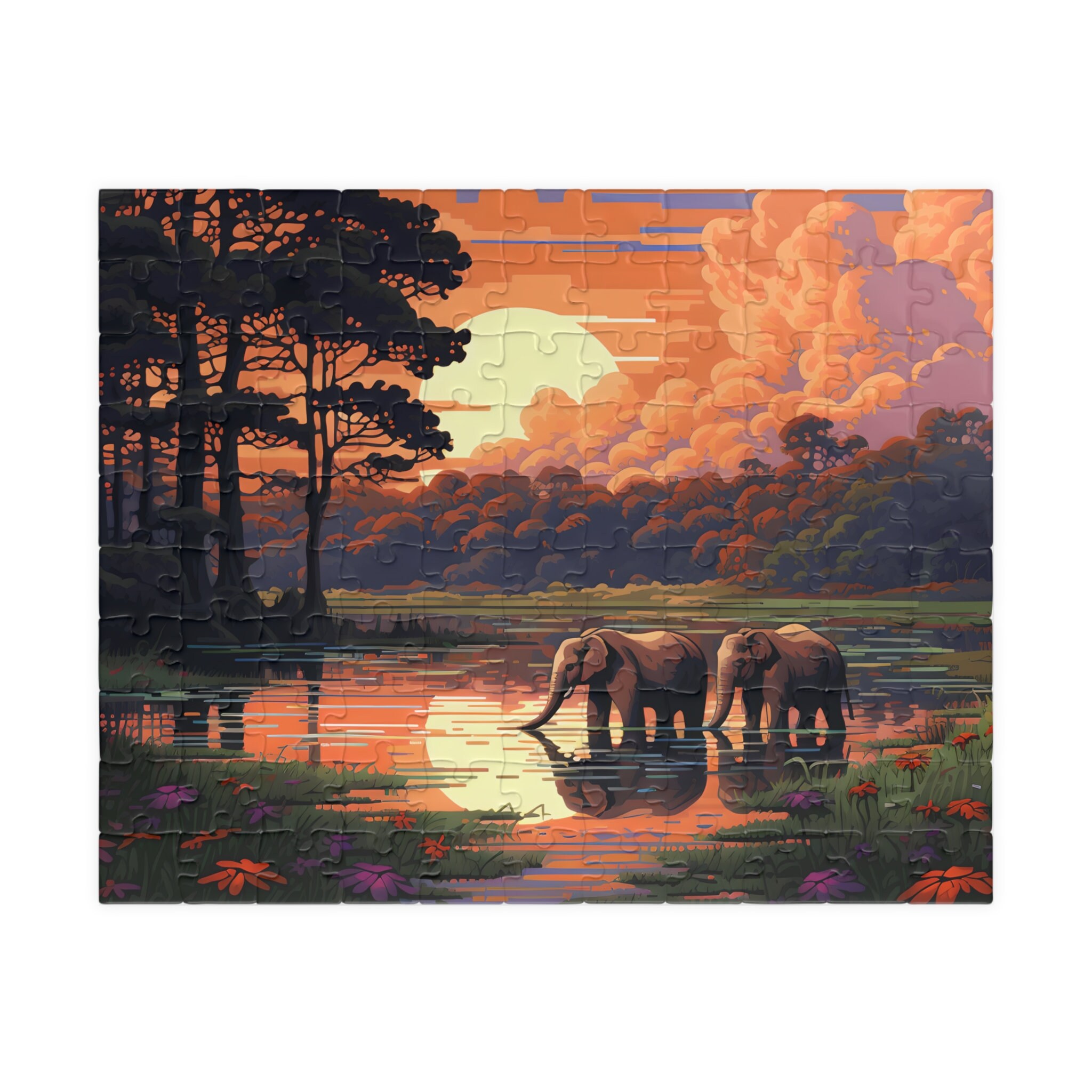 Pixel Art Elephant Puzzle (110, 252, 500, 1014-piece), Cute Nature Art ...