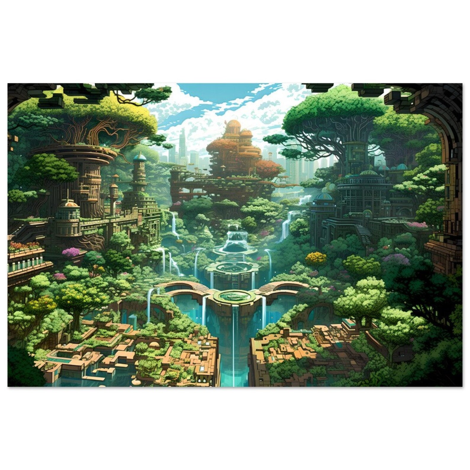 8 Bit Pixel Art Poster Gamer Room Wall Retro Futurism Poster Solarpunk ...