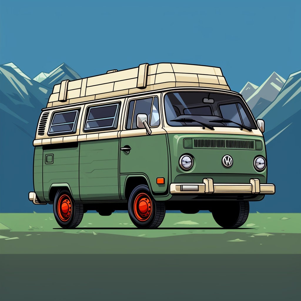 Retro VW Van Print Classic Car Art Vintage Surf Printable - Etsy