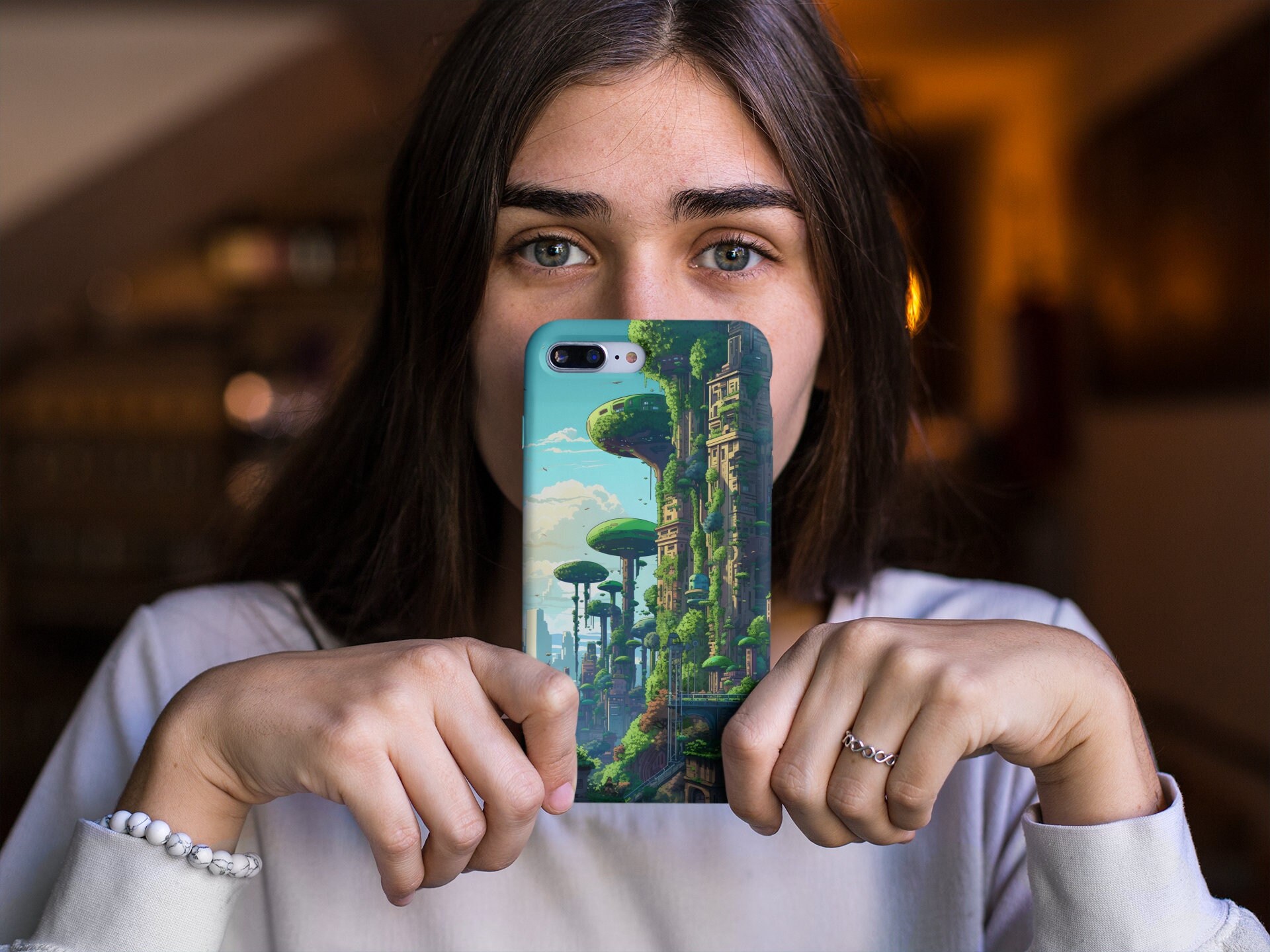 8-bit Pixel Art Solarpunk Phone Case, Tree House, Artsy Video Game ...