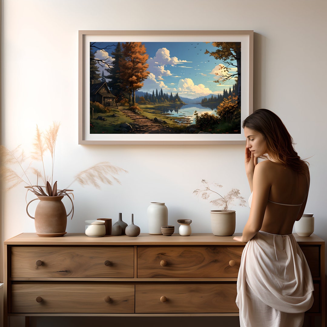 Pixel Art Poster Lofi Lake Art Print Lofi Art Cozy Gaming Room Art ...