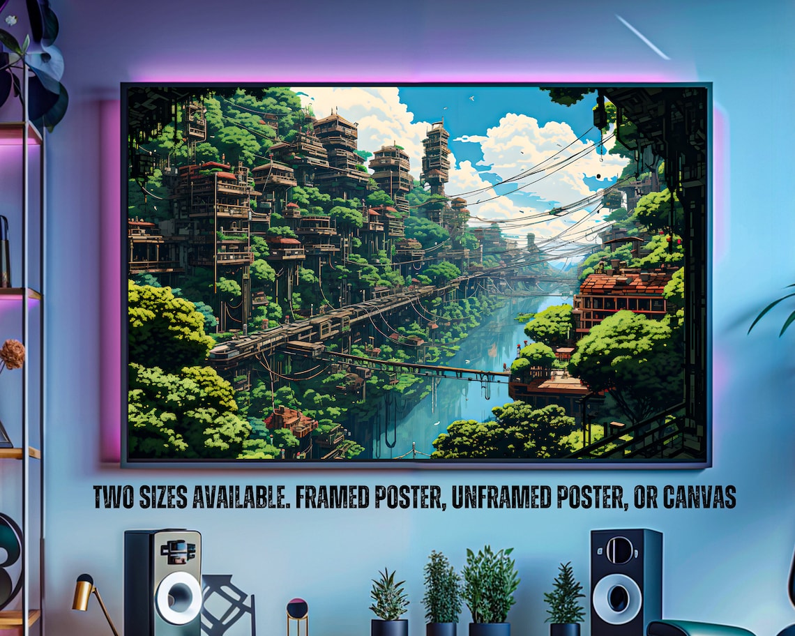 8 Bit Pixel Art Poster Gamer Room Wall Retro Futurism Poster Solarpunk ...