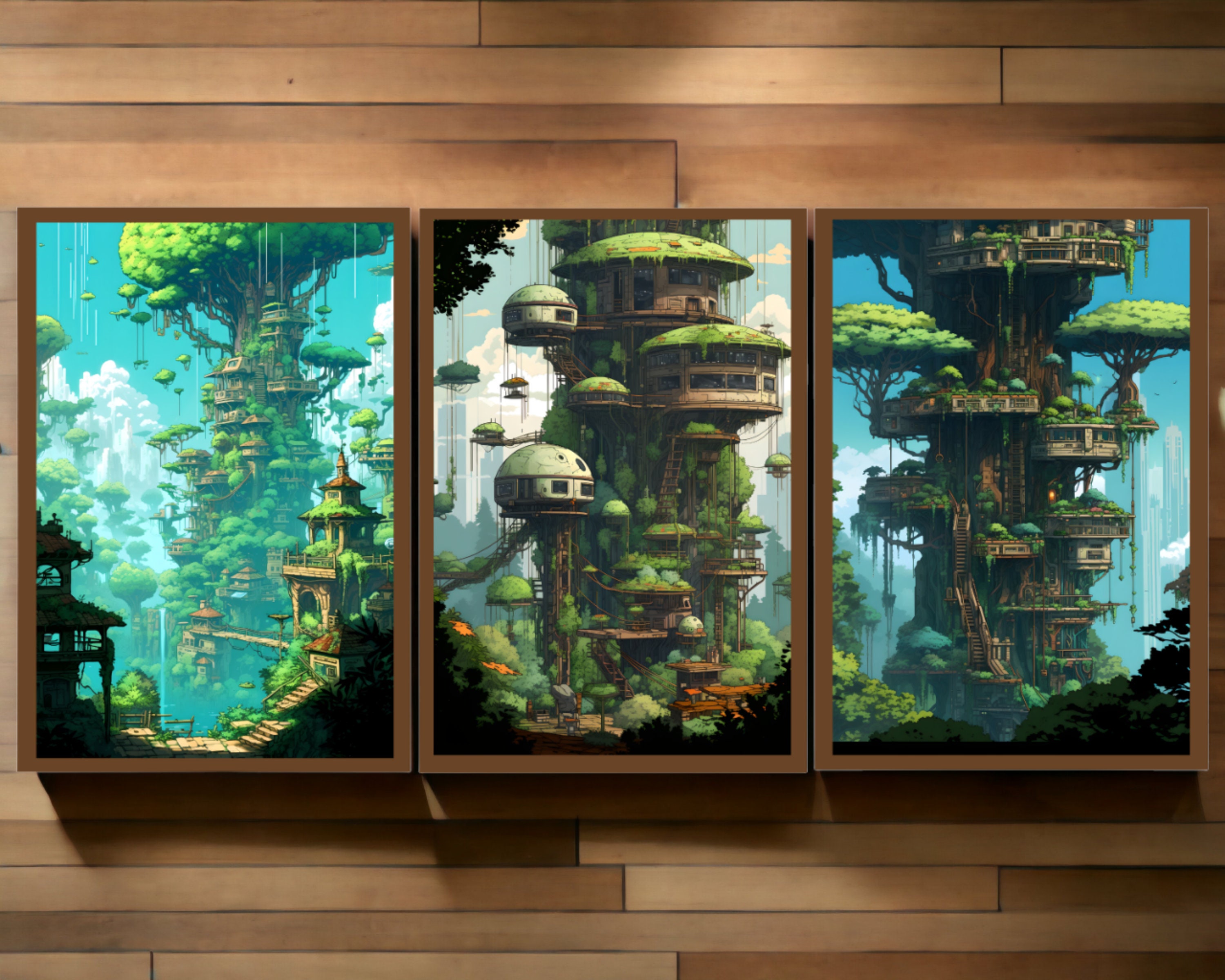 Pixel Art Poster Retro Futurism Poster Game Room Wall Solarpunk Art ...