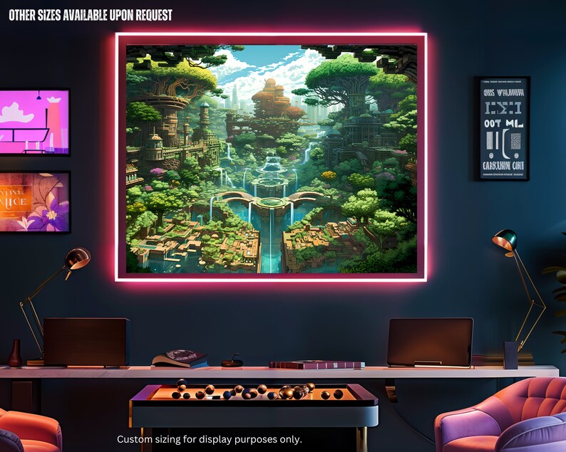 8 Bit Pixel Art Poster Gamer Room Wall Retro Futurism Poster Solarpunk ...