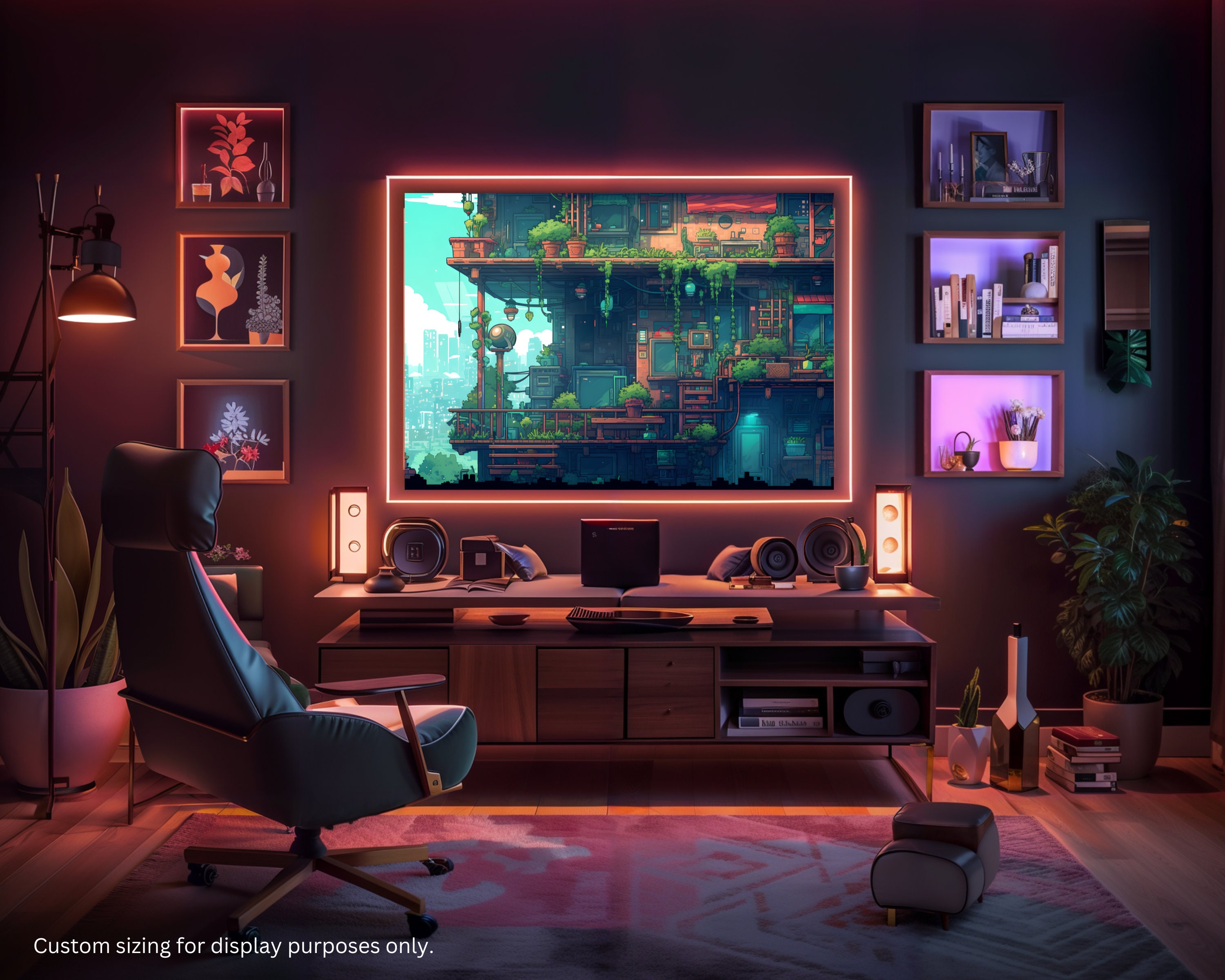 8 Bit Pixel Art Retro Futurism Art Solarpunk Futuristic Wall Art Green ...