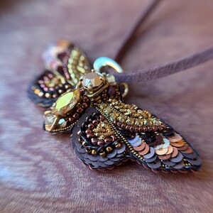 Beaded Cicada Choker: Handmade Insect Necklace With Crystals & Pearls ...
