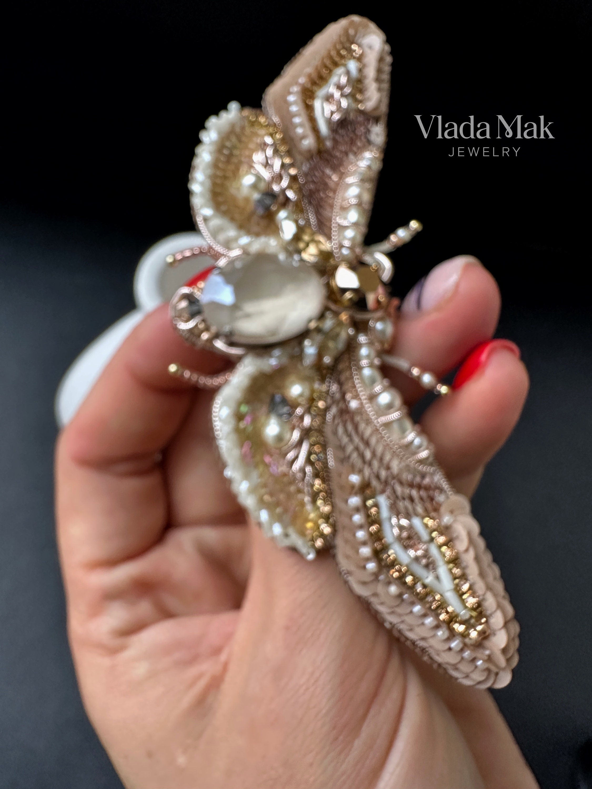 Gold Rose Moth Brooch for Butterfly Lover Beige Cicada Pin of - Etsy