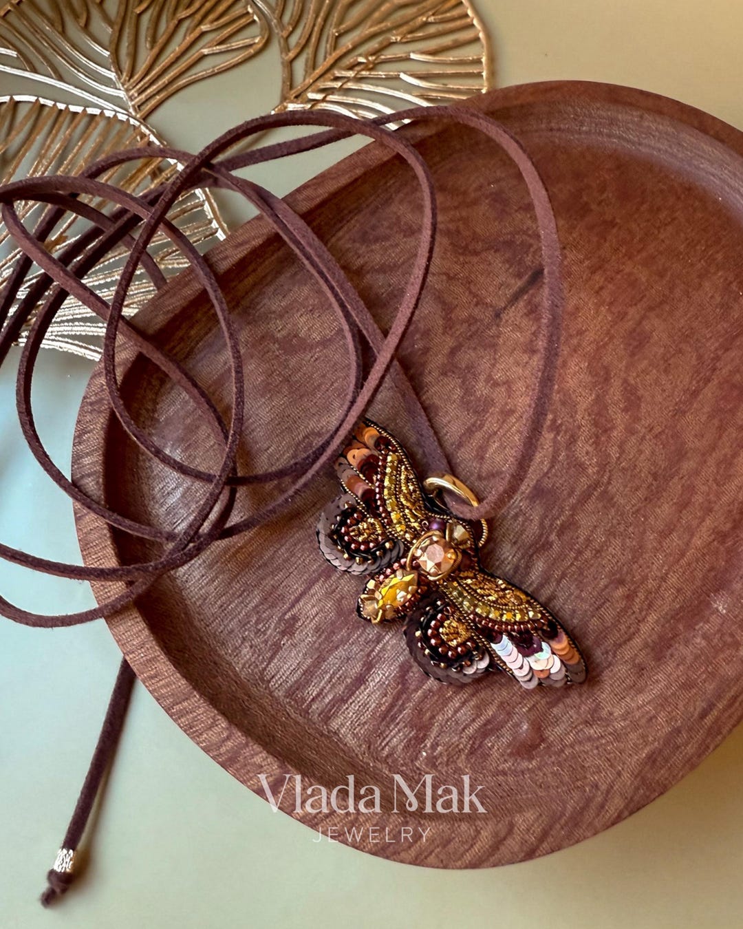 Beaded Cicada Choker: Handmade Insect Necklace With Crystals & Pearls ...