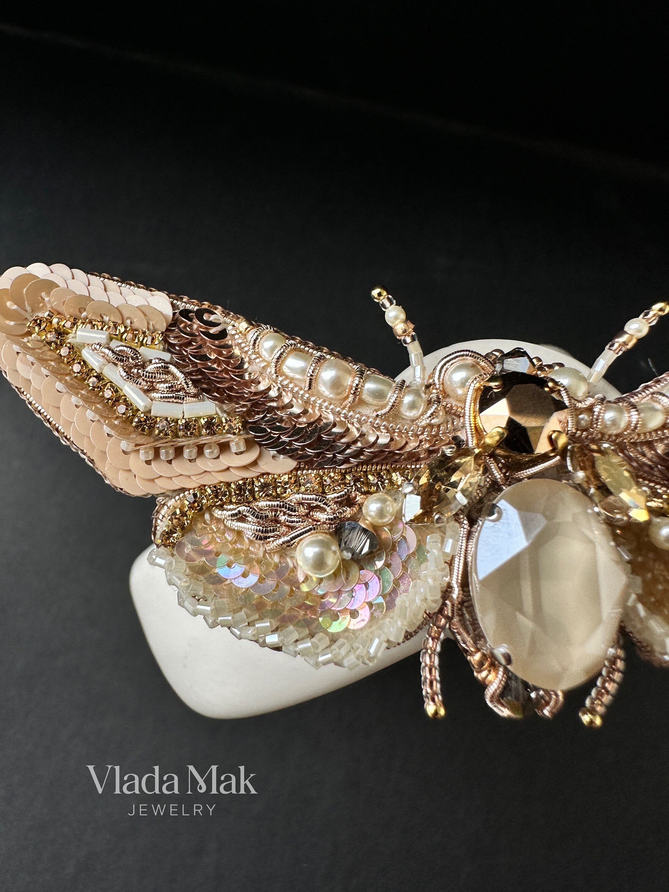 Gold Rose Moth Brooch for Butterfly Lover Beige Cicada Pin of - Etsy