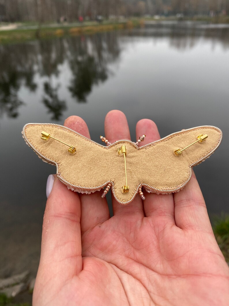 Gold rose Moth brooch for butterfly lover beige cicada pin of | Etsy