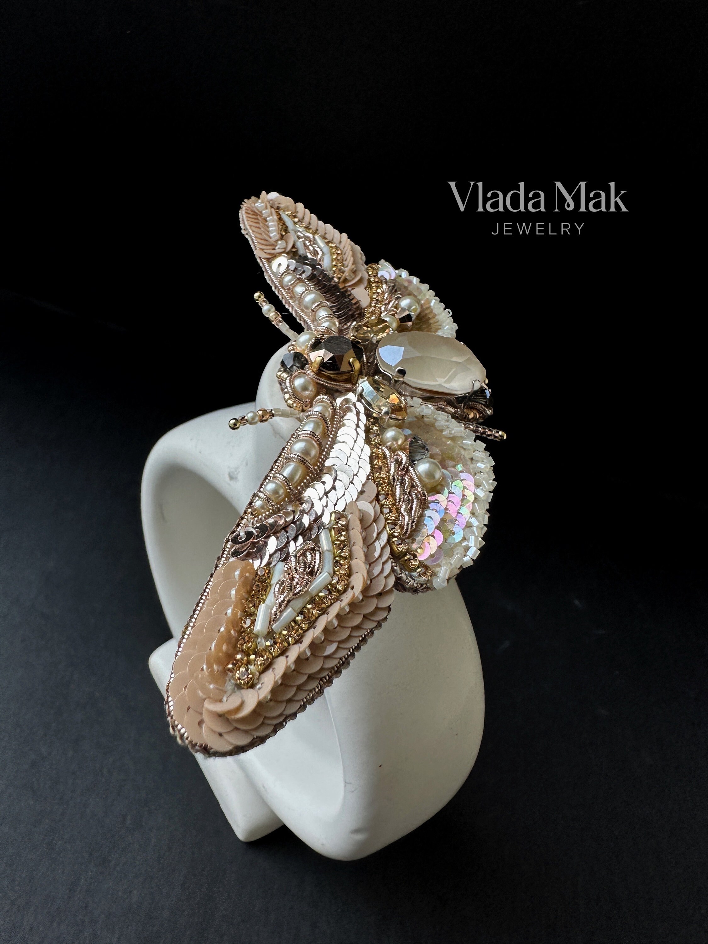 Gold Rose Moth Brooch for Butterfly Lover Beige Cicada Pin of - Etsy