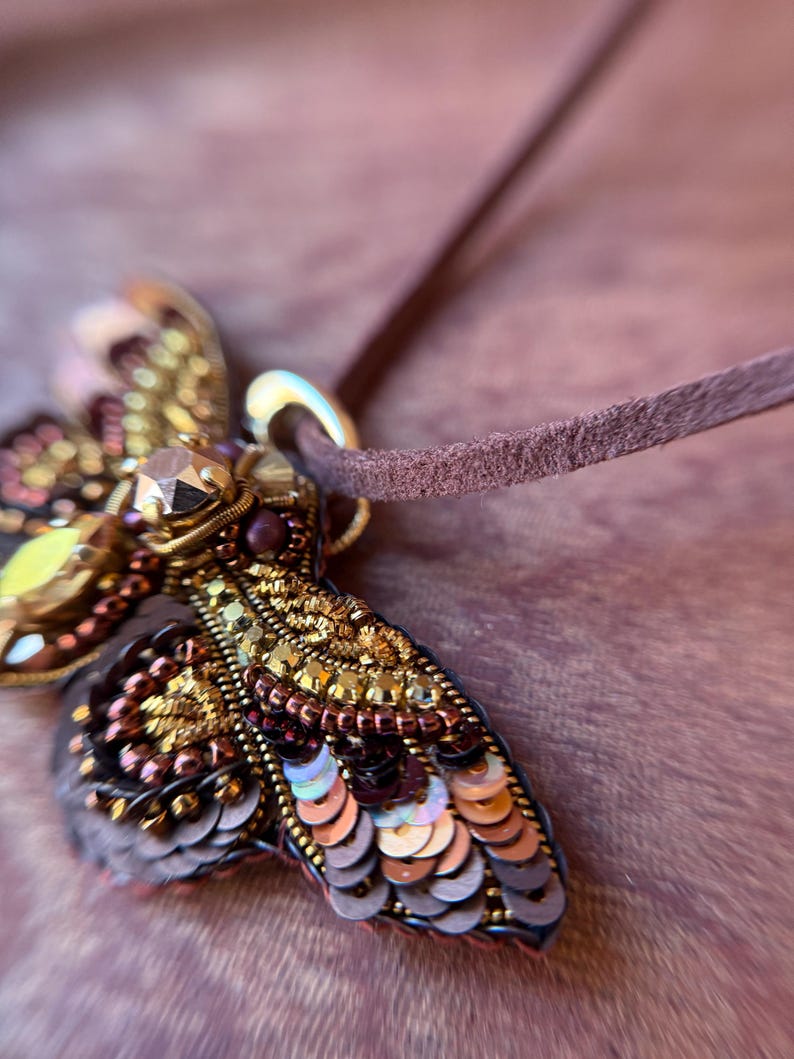 Beaded Cicada Choker: Handmade Insect Necklace With Crystals & Pearls ...