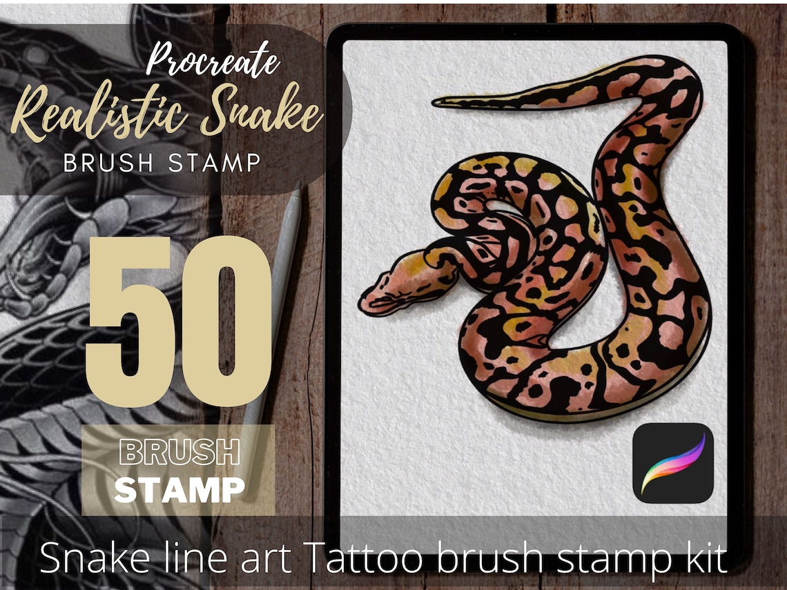 Snake Brush Stamp Procreate Brush Stamp Realistic Snake | Etsy