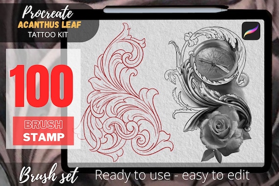 Acanthe Acanthus Procreate Brushes Stencil Tattoo - Etsy