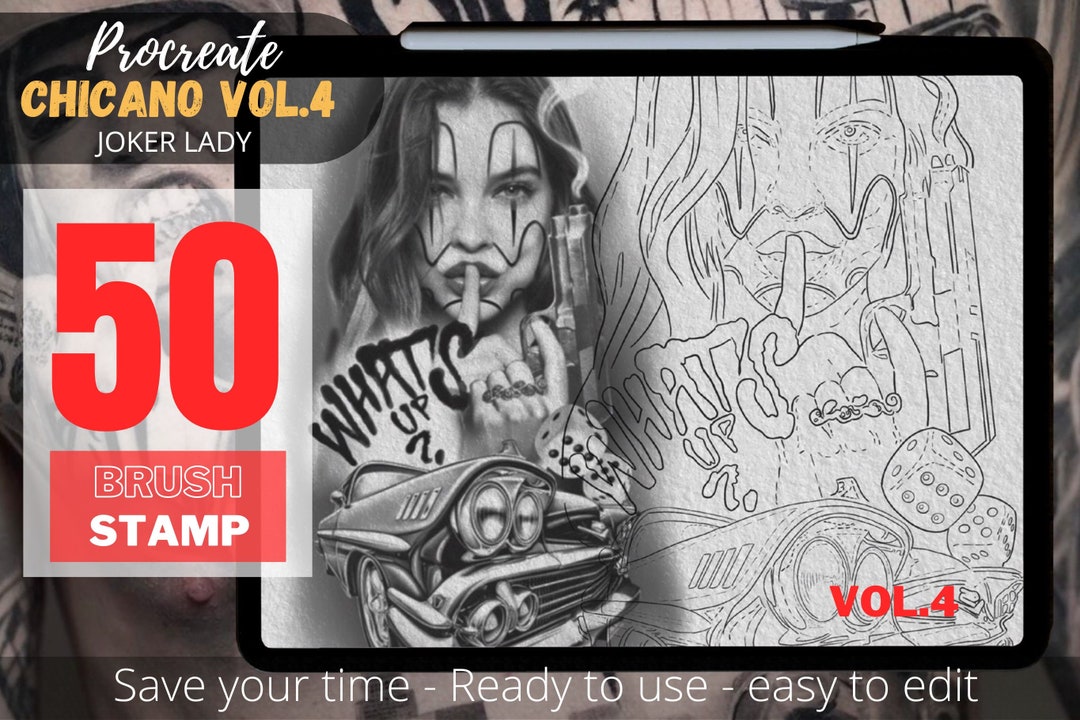Chicano Tattoo Procreate Brush Stamps, Stencils (digital Download) - Etsy