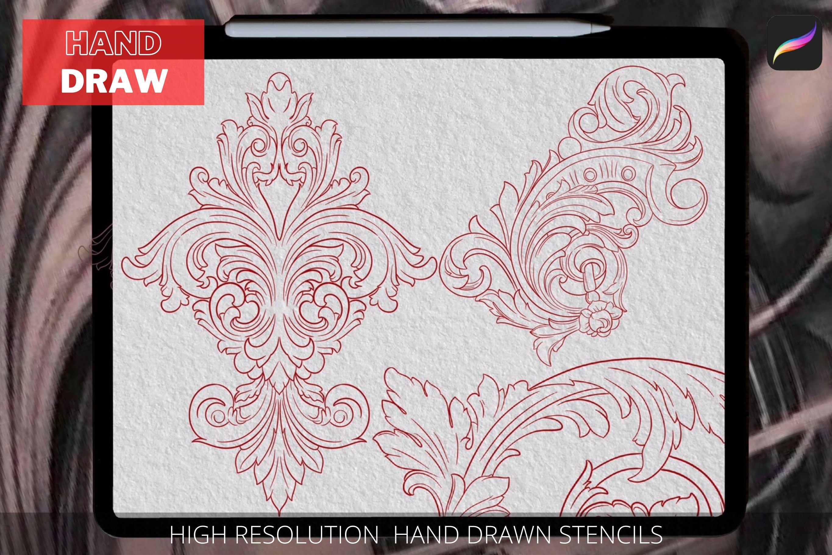 Acanthe Acanthus Procreate Brushes Stencil Tattoo - Etsy