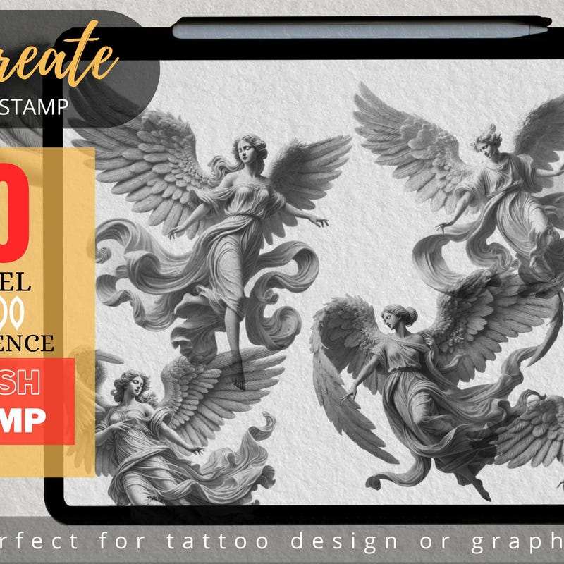 Angel Tattoo Stencil - Etsy