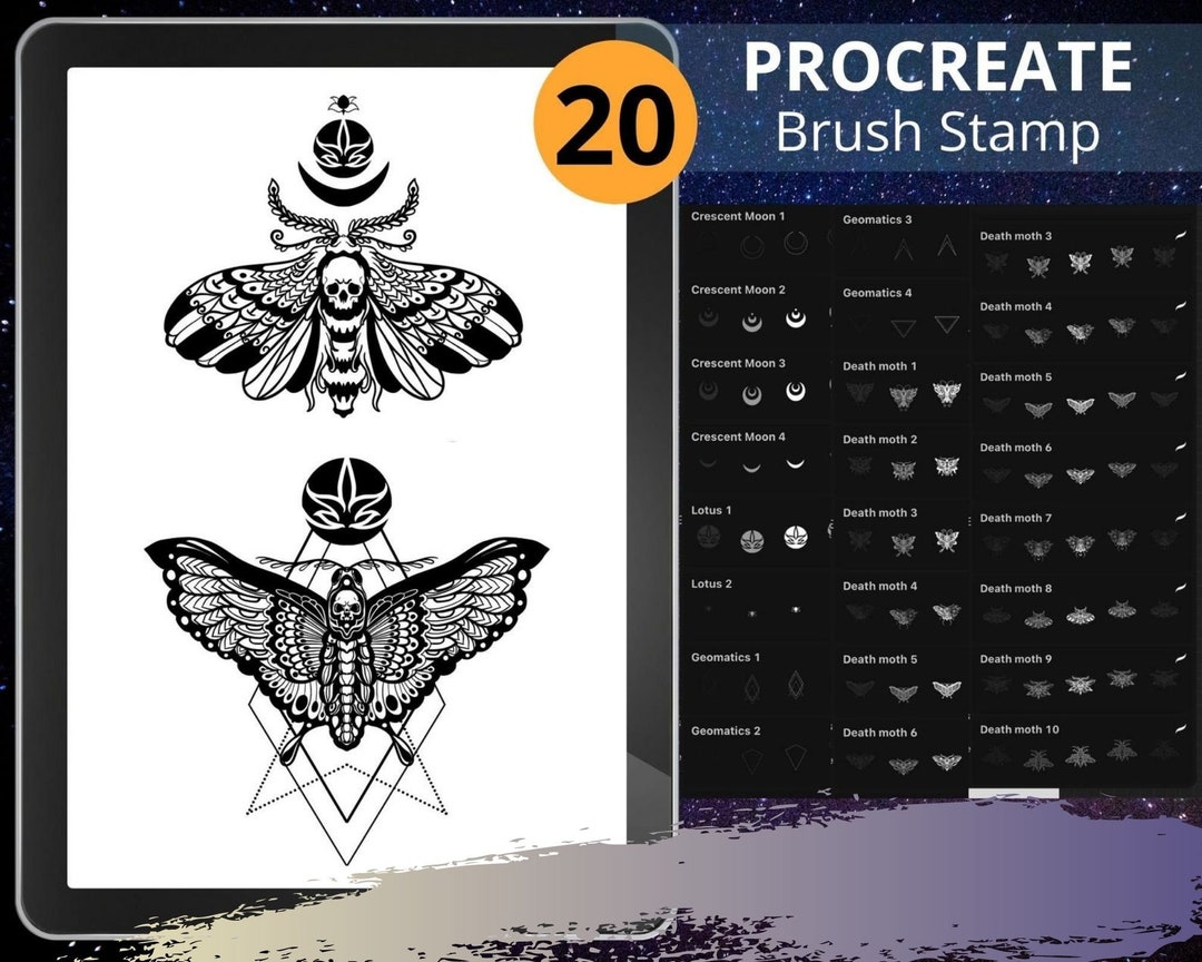 Procreate Brushes Death Moth Brushset Butterfly Stamp - Etsy