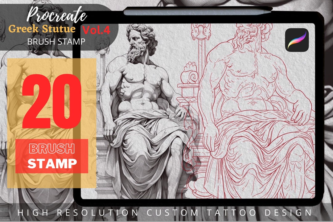 Poseidon Tattoo Brush Stamps, Greek Statue Stencils for Procreate ...