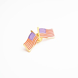 Vintage Enamel Pins / American Flags Pin / 1970s Gold American Flags ...