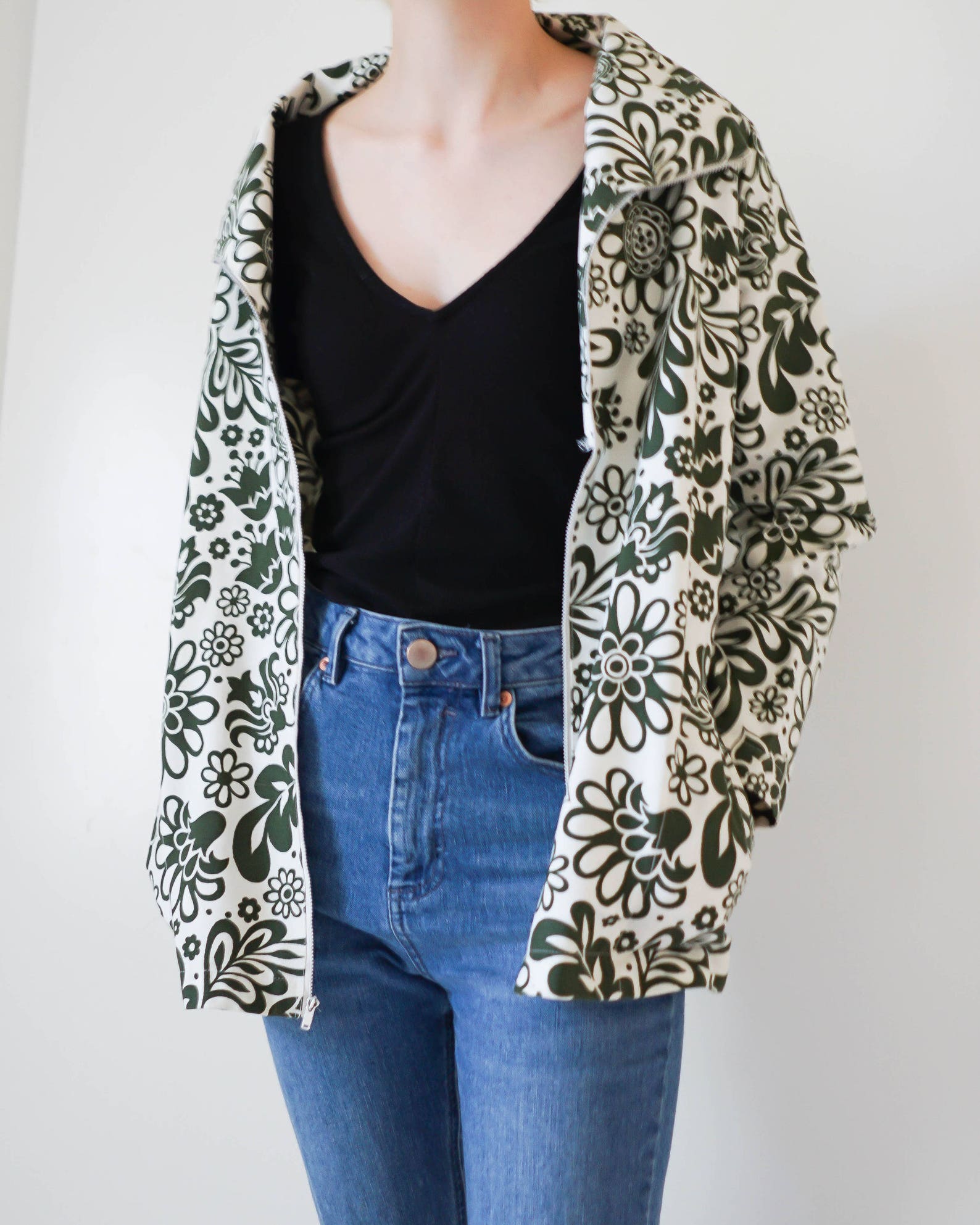 60s Clothing / Vintage Jacket / Vintage Floral Jacket / Green Floral ...