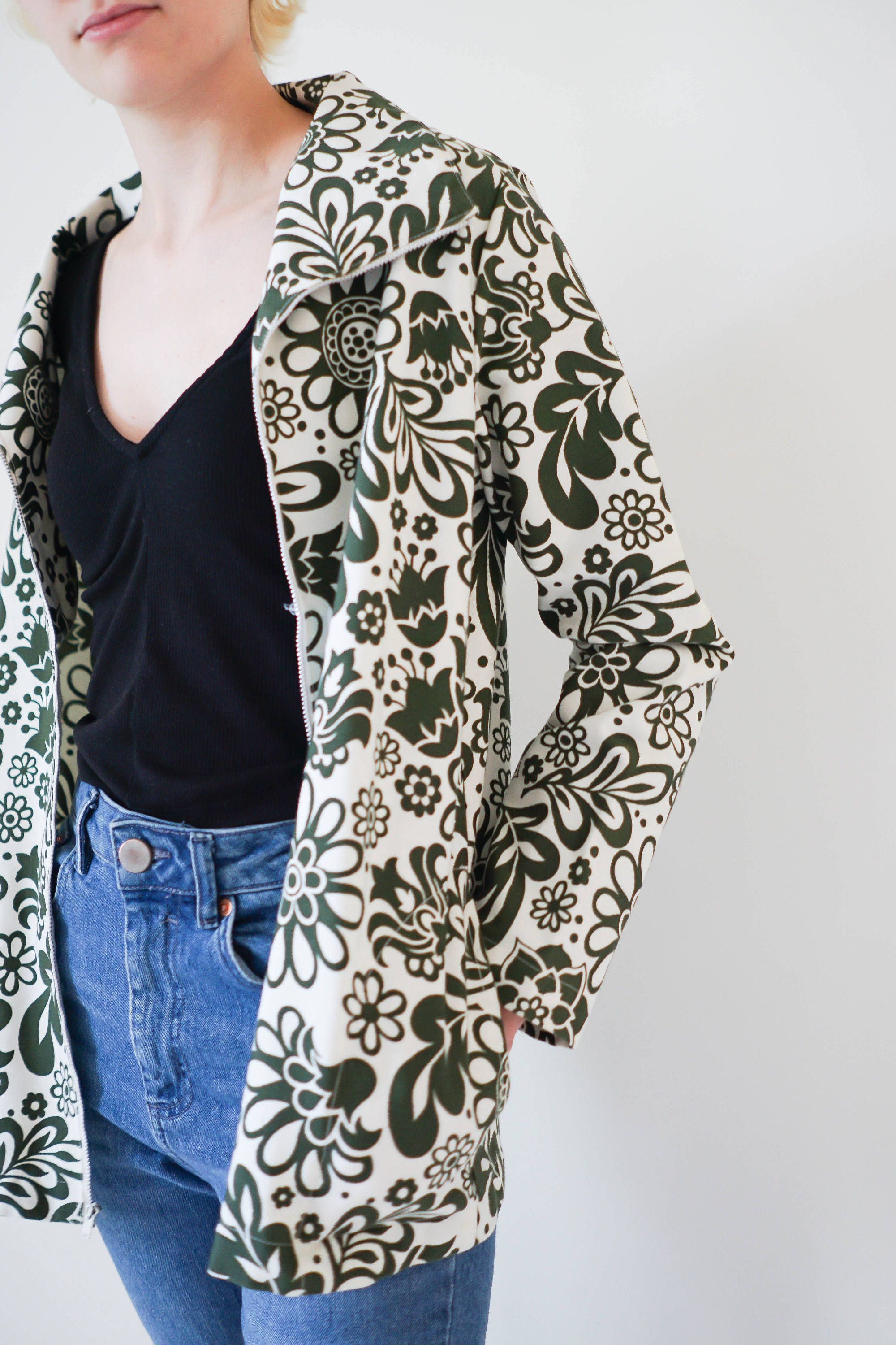 60s Clothing / Vintage Jacket / Vintage Floral Jacket / Green Floral ...