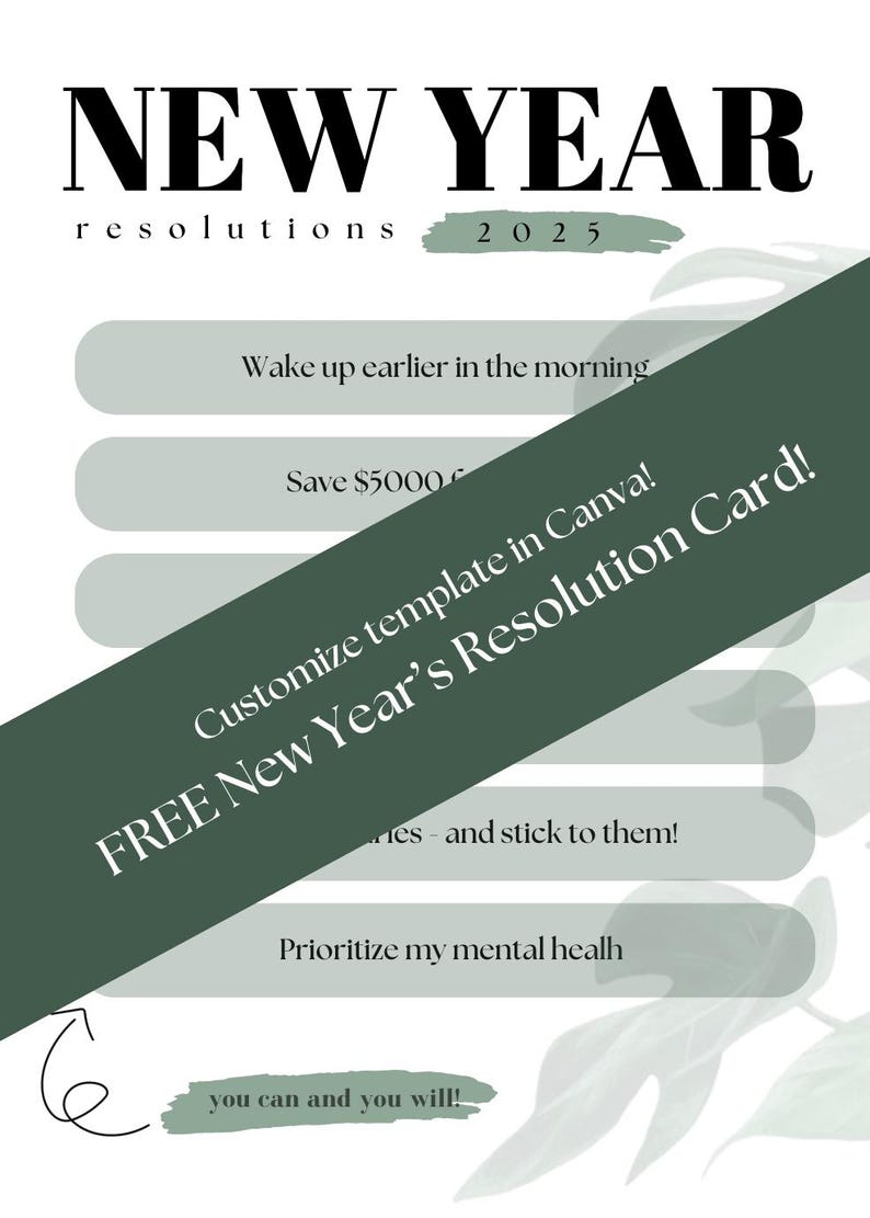 Vision Board Bingo Card - FREE New Year's Resolution Card Included - Etsy