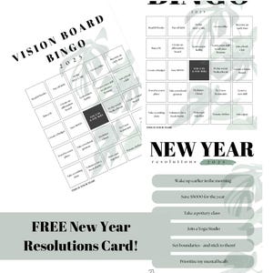 Vision Board Bingo Card - FREE New Year's Resolution Card Included - Etsy
