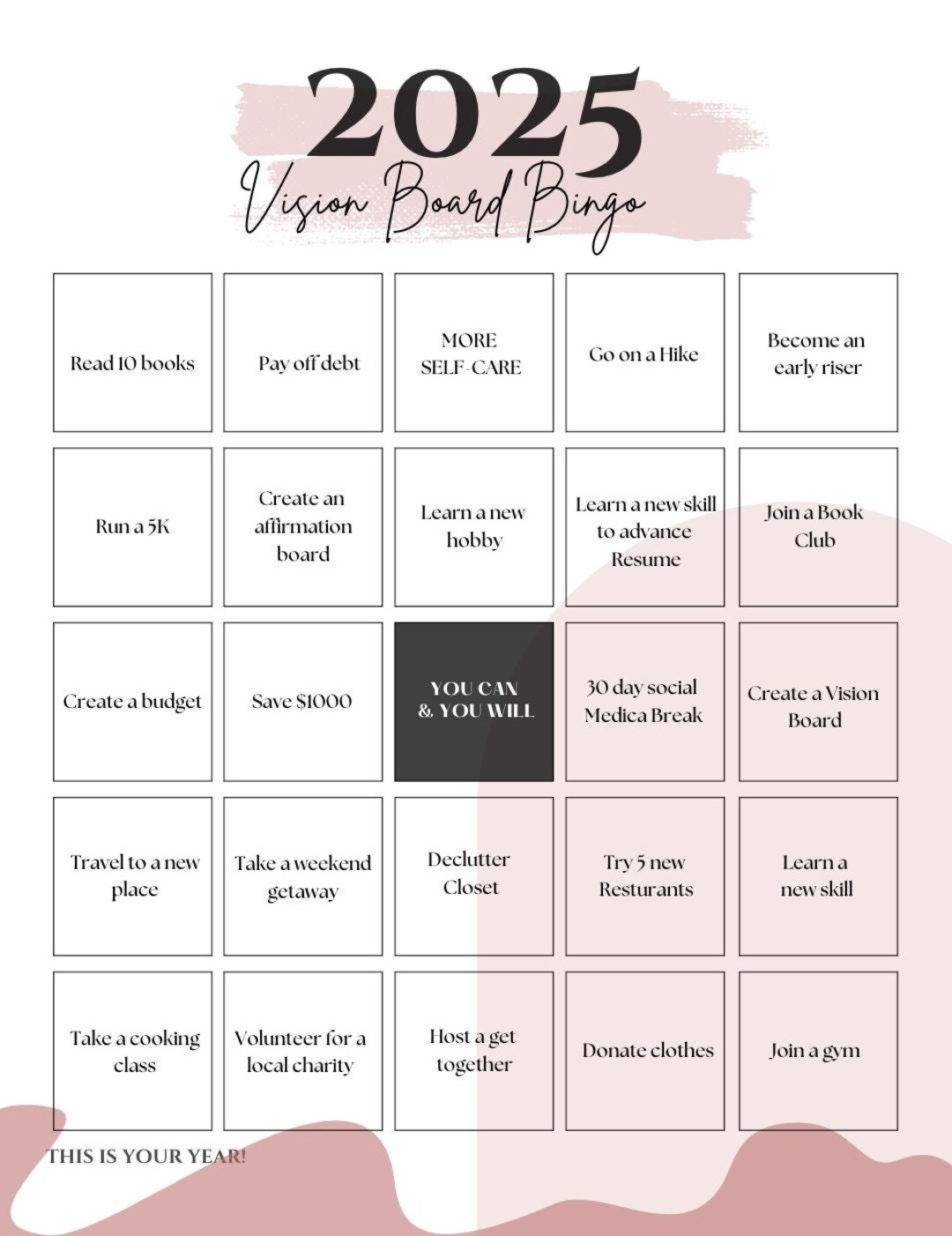 2025 Vision Board Bingo - Etsy UK