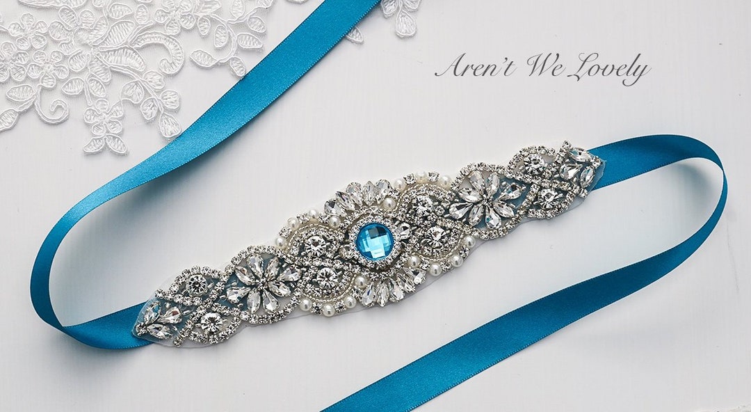 Turquoise Wedding Belt Bridesmaids Belt Crystal Bridal Sash - Etsy