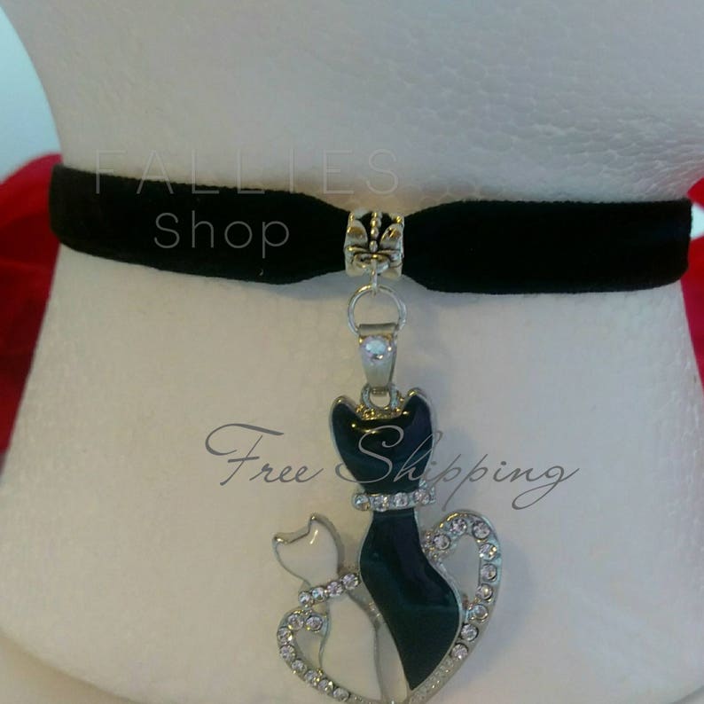 Cat choker zirconia crystal choker cat necklace cat gifts | Etsy
