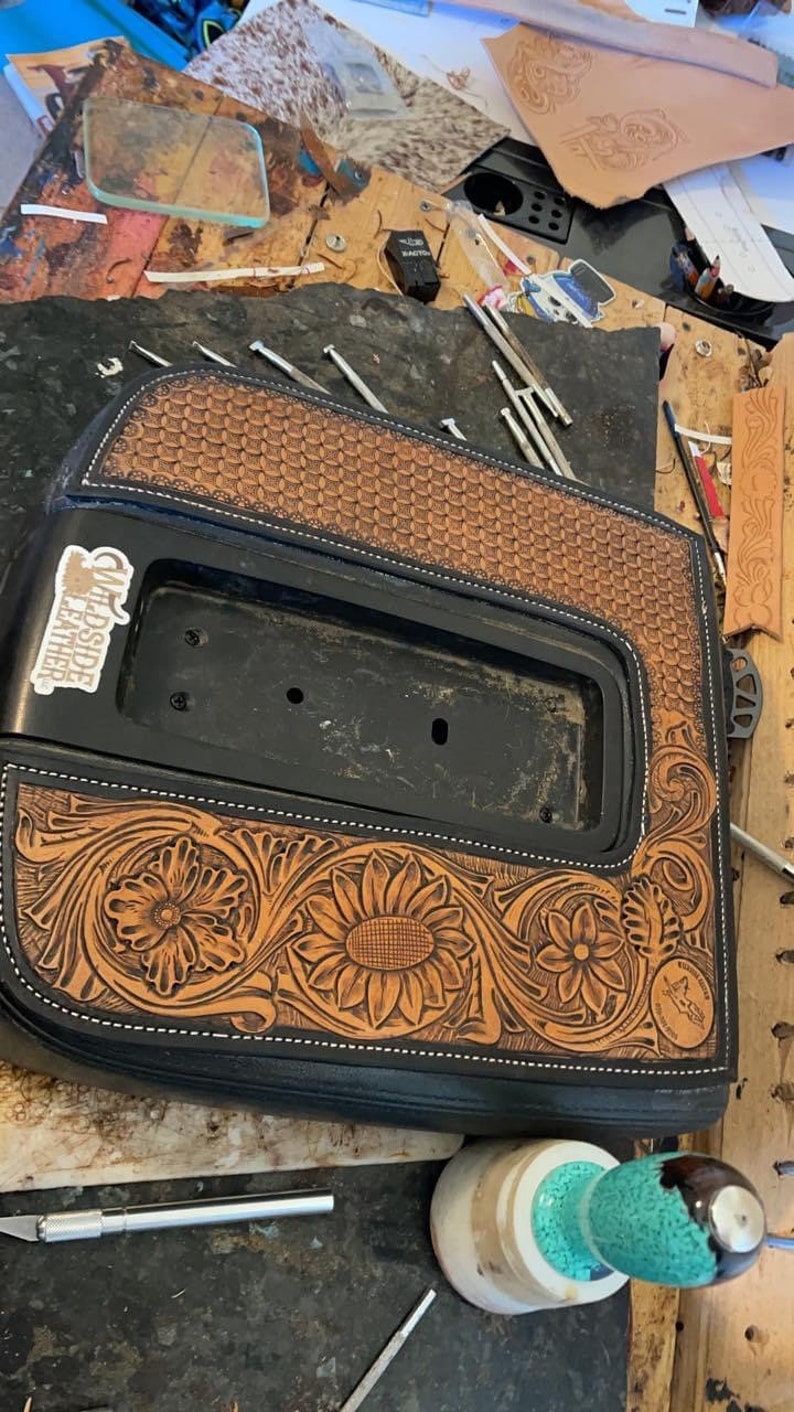 Custom Tooled Leather Center Console - Etsy